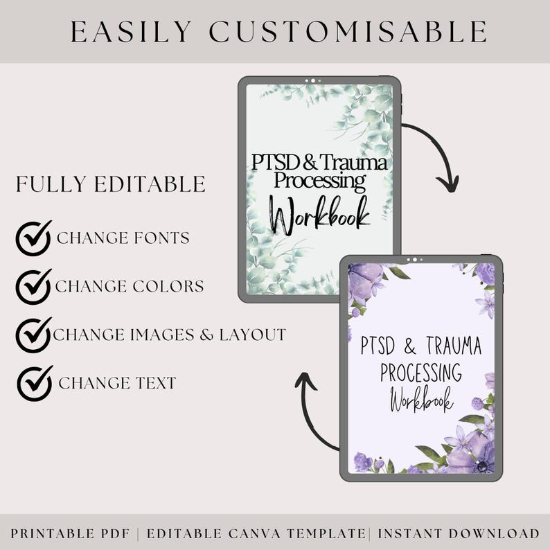 EDITABLE PTSD & Trauma Processing Workbook| Worksheets| Therapy| Safety ...