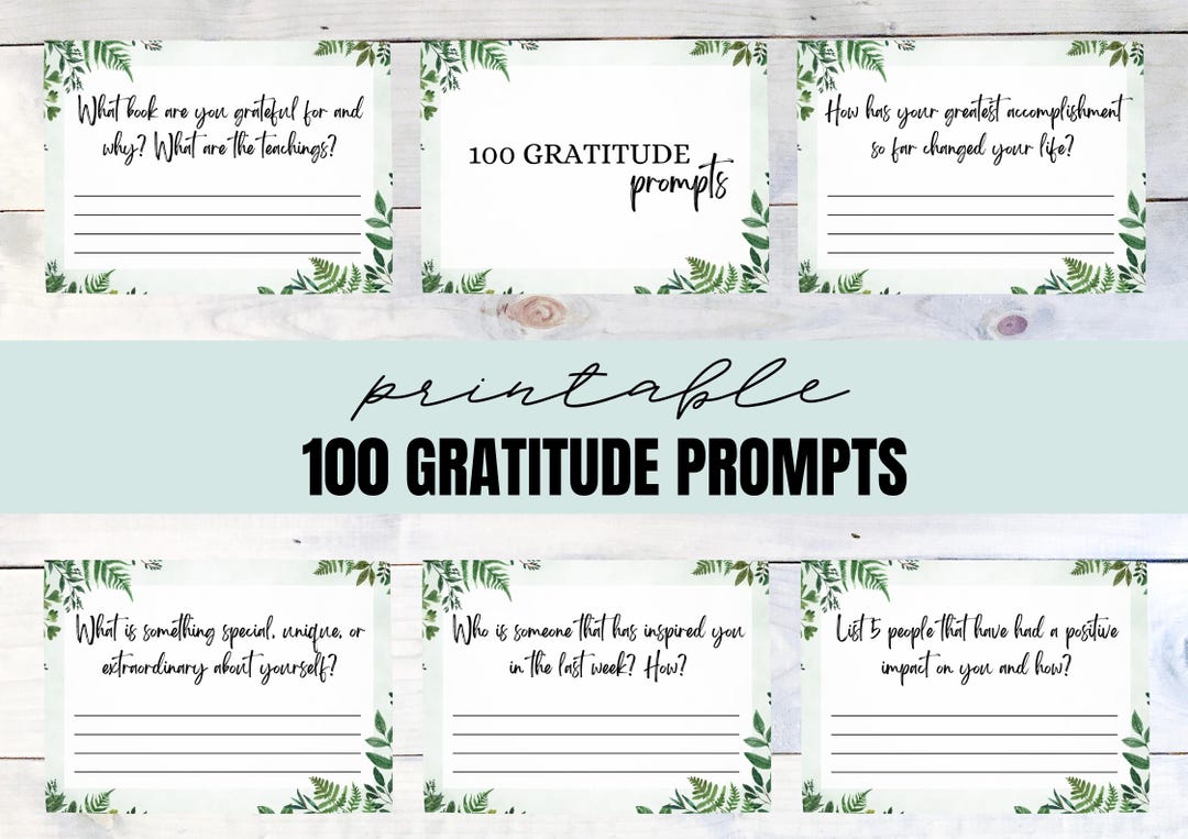100 Gratitude Journal Prompt Cards| Printable Journaling Prompts ...