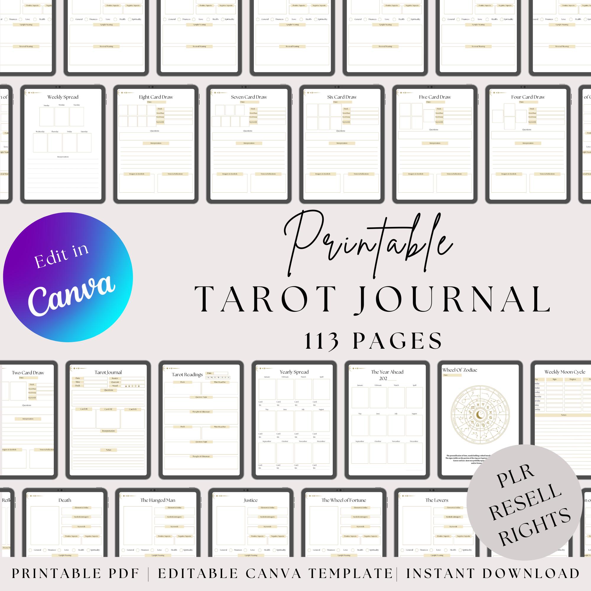 Tarot Journal Printable | Daily Tarot Journal | Tarot Workbook | Cheat ...