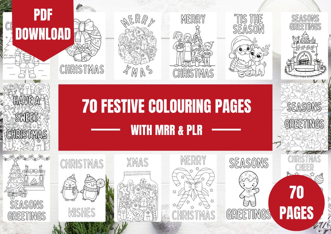 70 Christmas Coloring Pages | Festive Kids Activity (digital Download ...