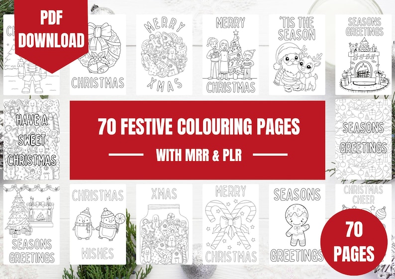 70 Christmas Coloring Pages | Festive Kids Activity (digital Download ...