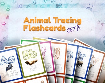 Animal Alphabet Flash Cards Set for Kids Learning Flashcards Alphabet ...
