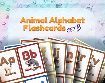 Animal Alphabet Flash Cards Set for Kids Learning Flashcards Alphabet ...