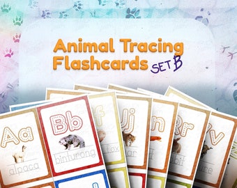 Animal Alphabet Flash Cards Set for Kids Learning Flashcards Alphabet ...