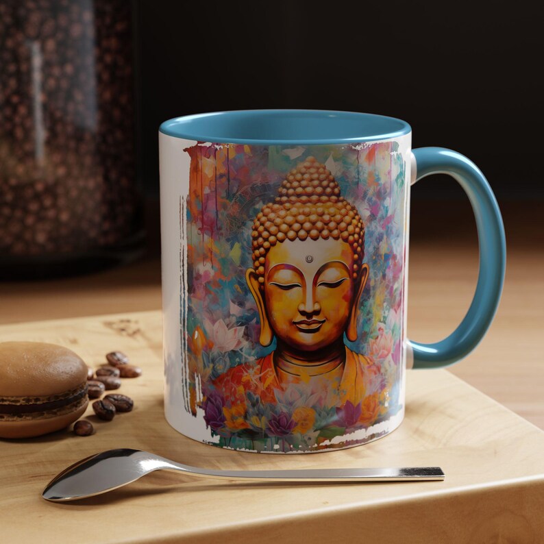 Golden Buddha Mug, Abstract Art, Zen Decor, Mindfulness Gift - Etsy