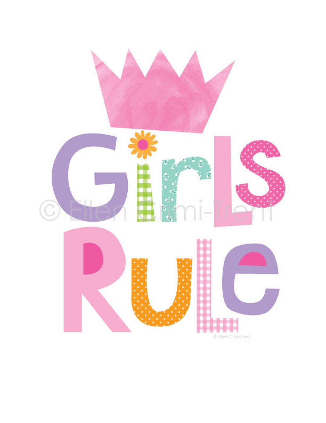 Kids Wall Art- Girls Rule Typography Print|baby Girl Decor| Girls ...