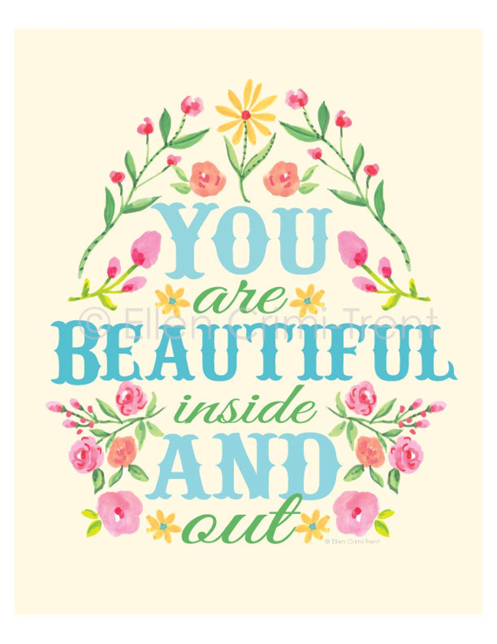 You Are Beautiful Inside and Out- Wall Decor- Girls Wall Art|girls ...