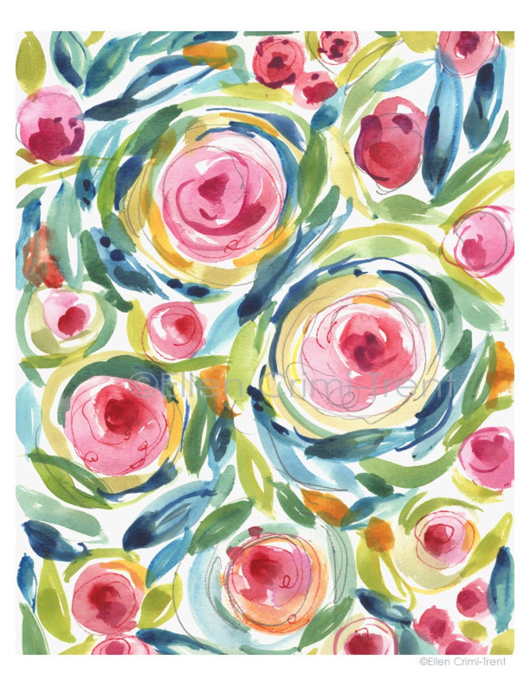 Wall Decor/watercolor Floral/watercolor Wall Art/floral Wall Decor ...