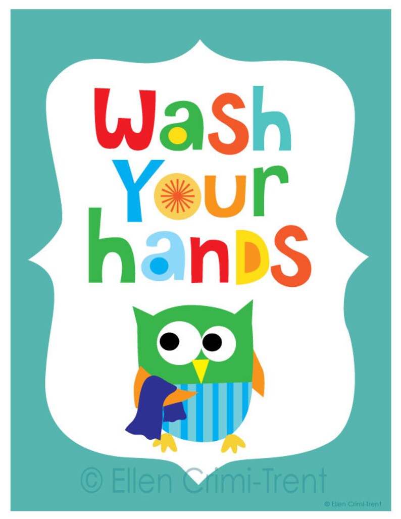 Kids Bathroom Decor/kids Bathroom Art/ Bathroom Manners/ Owl Bathroom ...