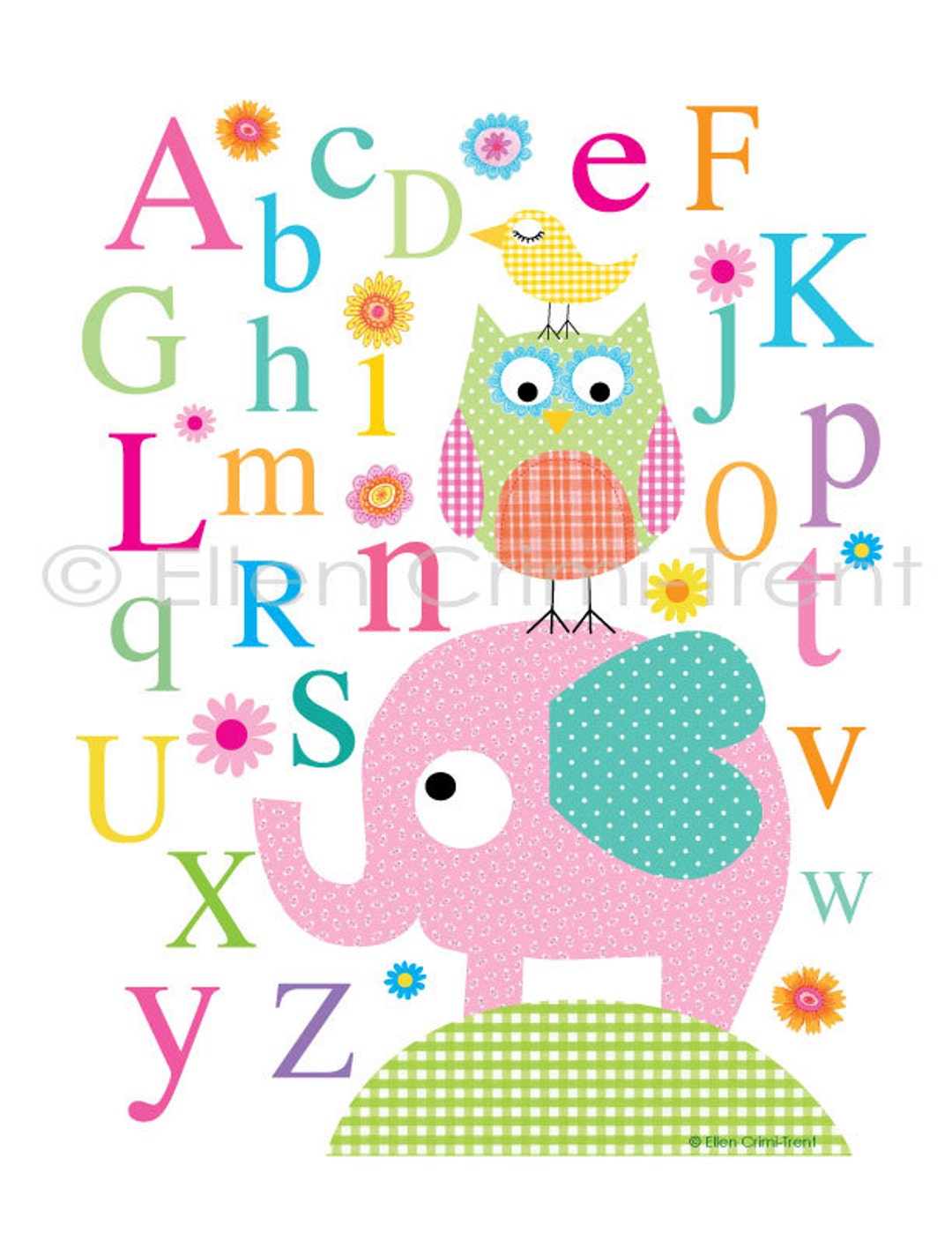 Girls Alphabet Print- Kids Wall Art - Etsy