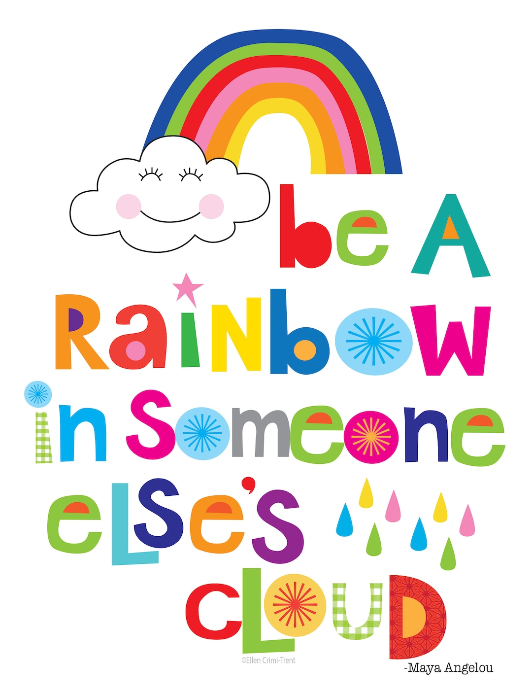 Be a Rainbow in Someone Else's Cloud/kids Wall Decor/ Kids Wall Art ...