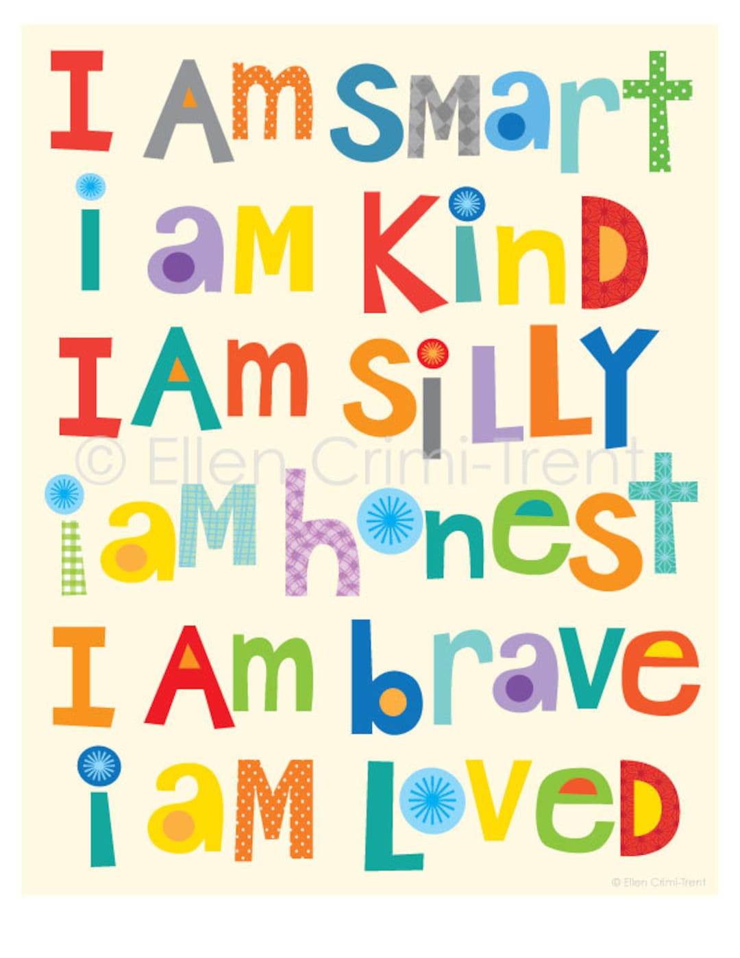 Kids Wall Art- I Am Kind I Am Brave I Am Smart|nursery Decor ...