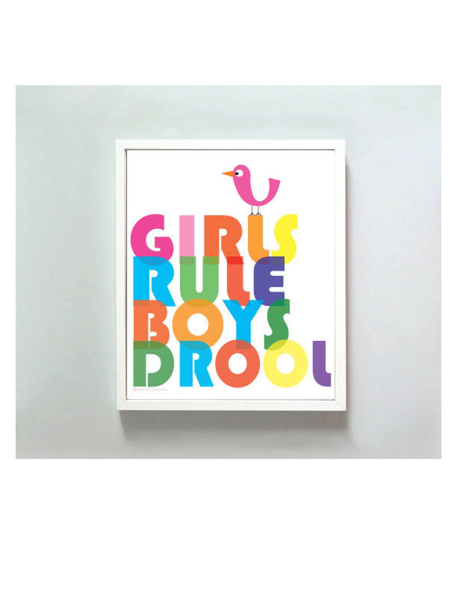 Kids Wall Decor-typography-girls Rule Boys Drool Print - Etsy