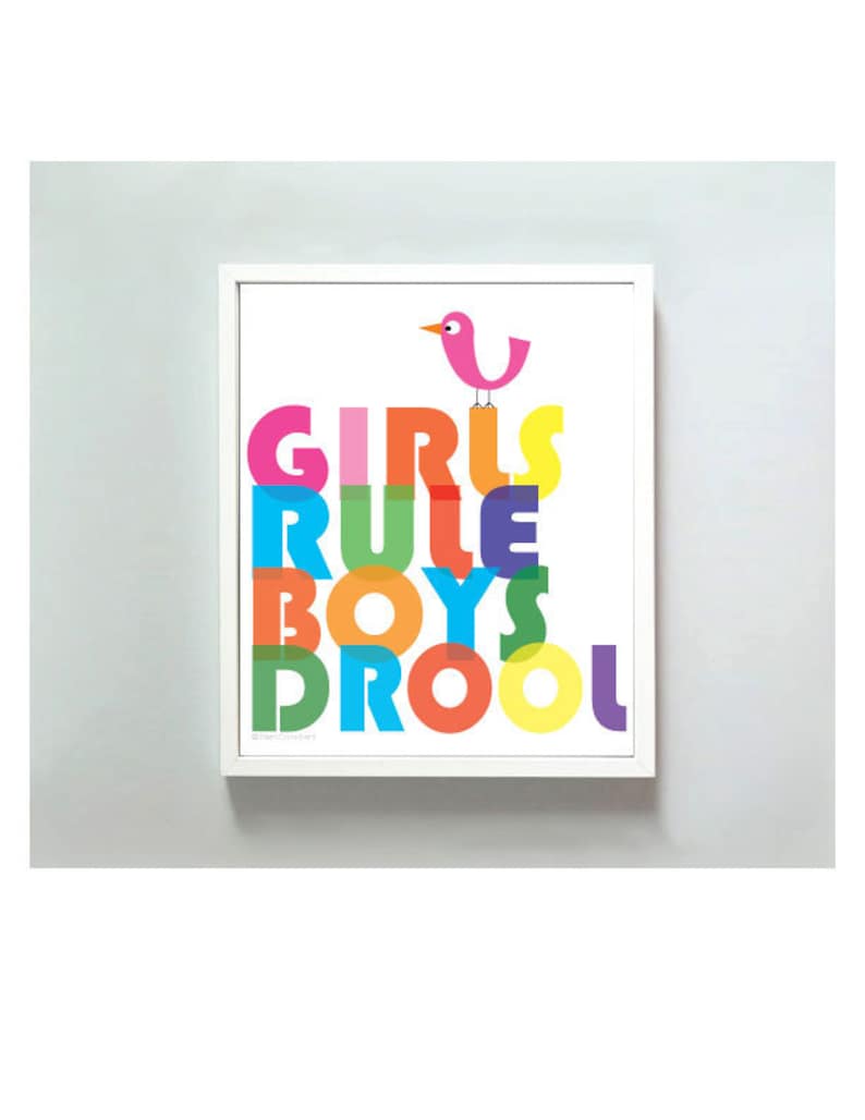 Kids Wall Decor-typography-girls Rule Boys Drool Print - Etsy