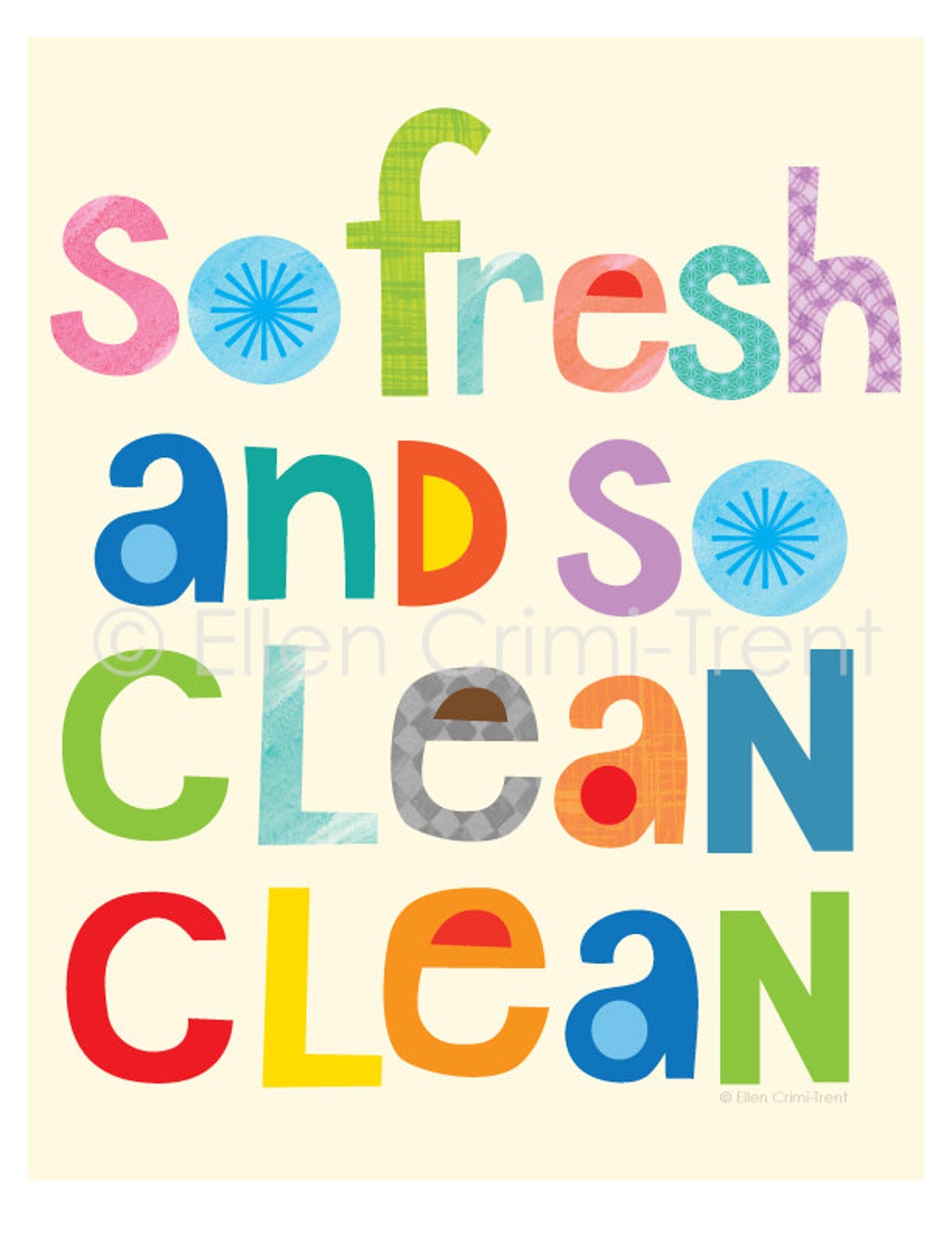 So Fresh so Clean Clean- Kids Bathroom Art - Etsy