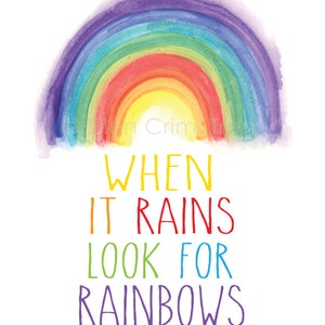 When It Rains Look for Rainbows/ Watercolor Rainbow/rainbow - Etsy