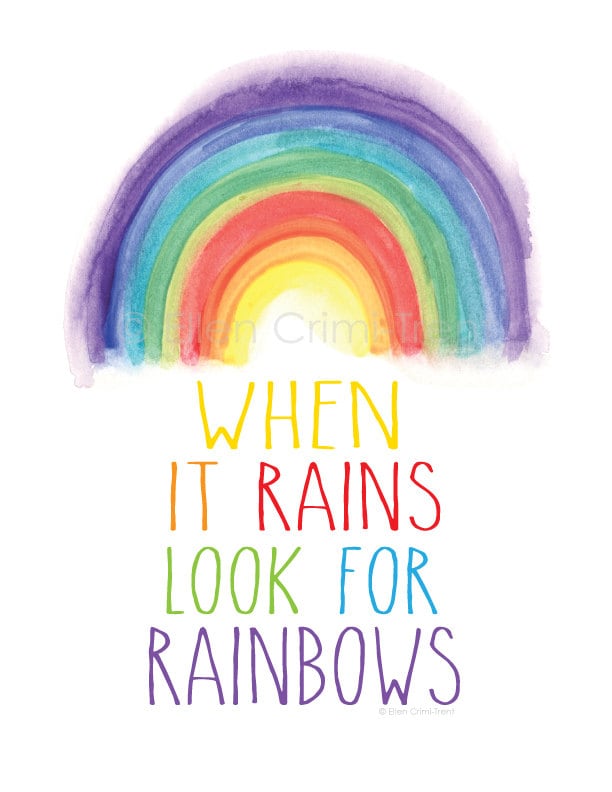 When It Rains Look for Rainbows/ Watercolor Rainbow/rainbow | Etsy