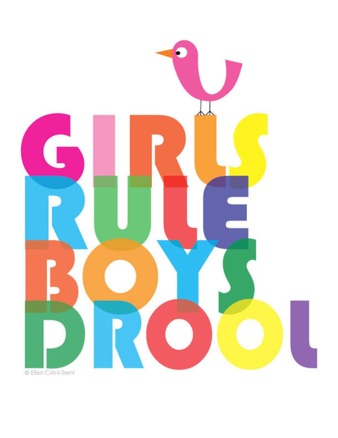 Kids Wall Decor-typography-girls Rule Boys Drool Print- - Etsy
