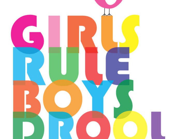 Kids Wall Decor-typography-girls Rule Boys Drool Print- - Etsy