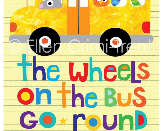 Kids Wall Art- the Wheels on the Bus - Etsy