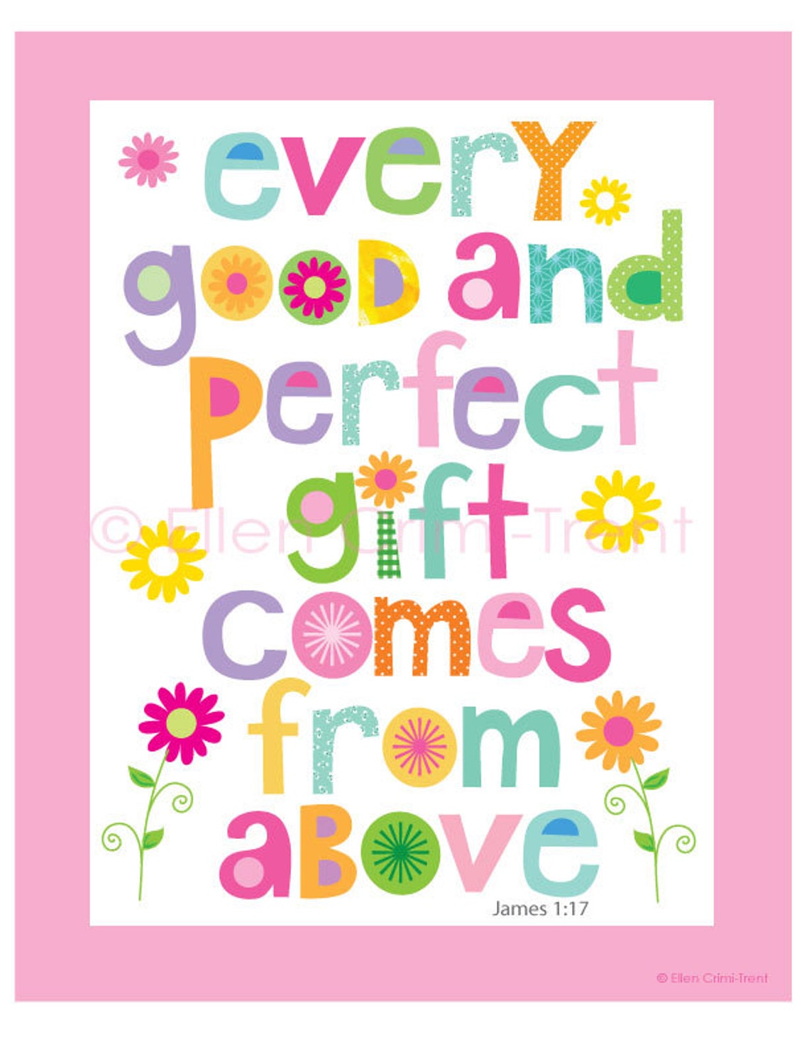 Kids Wall Art- Every Good and Perfect Gift Comes From Above|girls ...