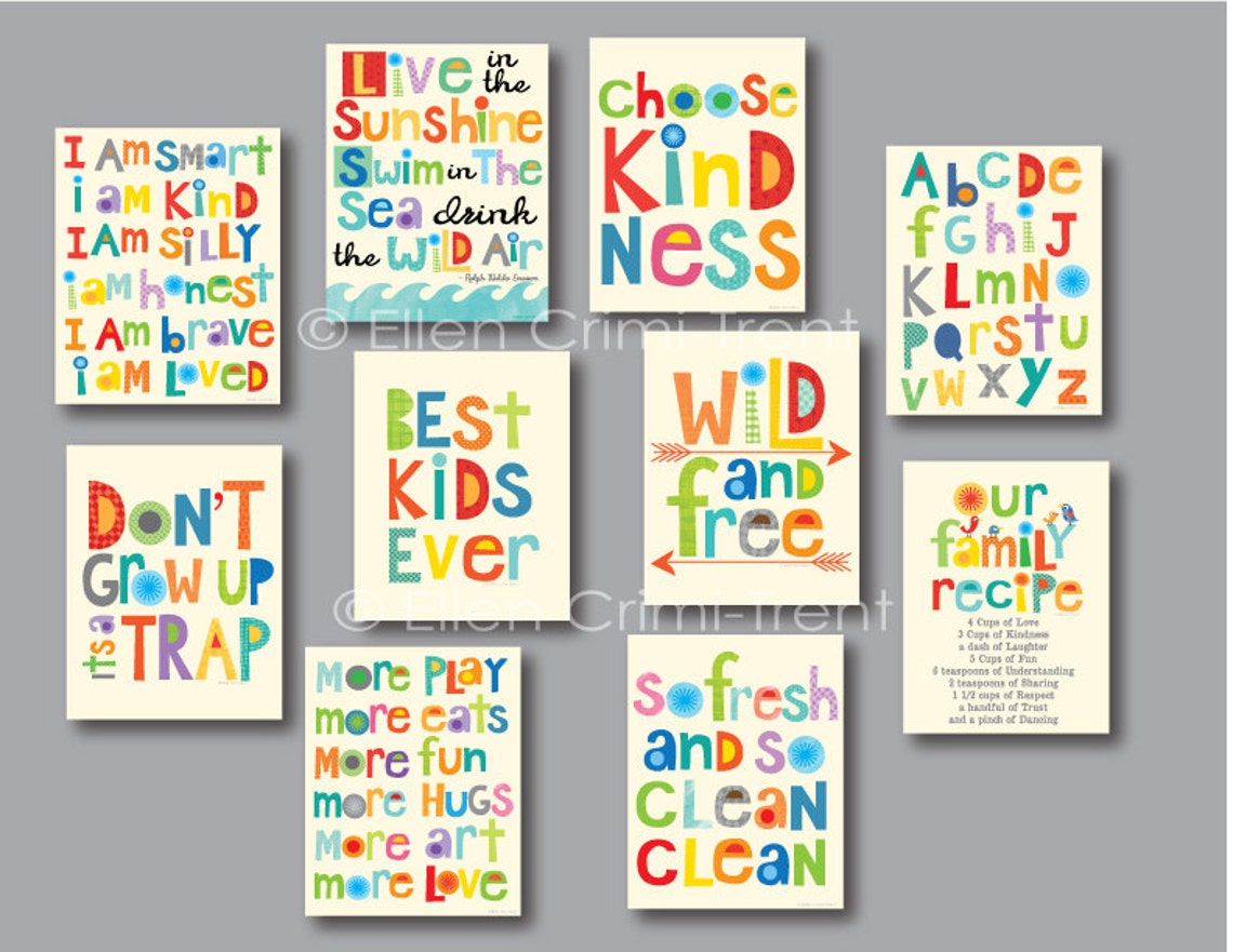 Kids Wall Art Inspirational Typography Mini Print Set | Etsy
