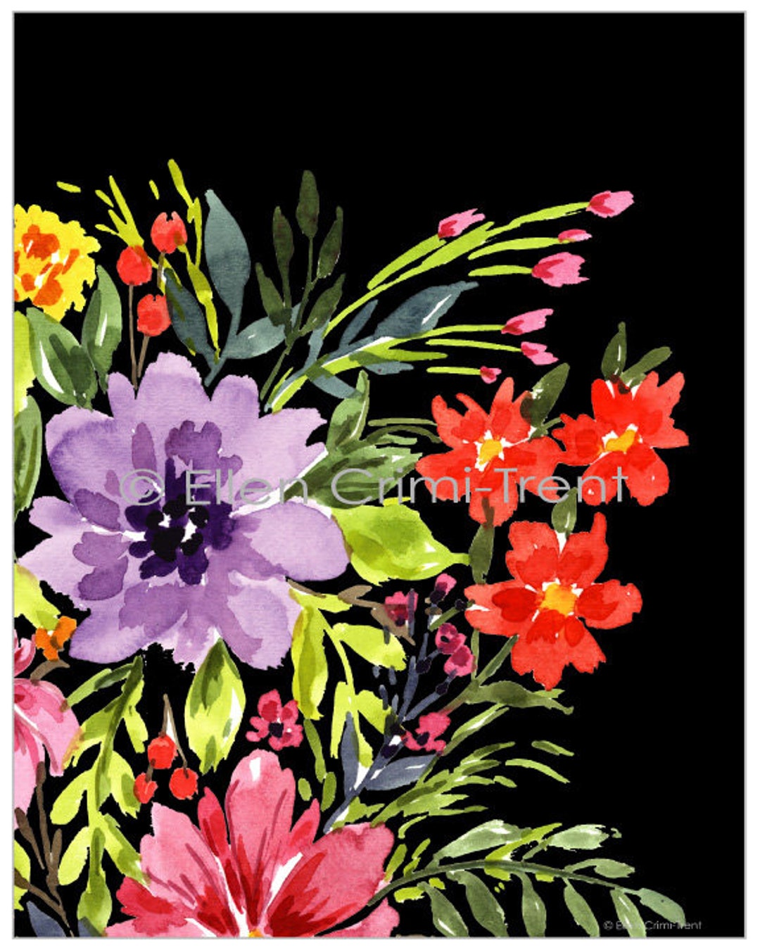 Watercolor Flowers/watercolor Floral Decor/ Floral Wall Art/ Baroque ...