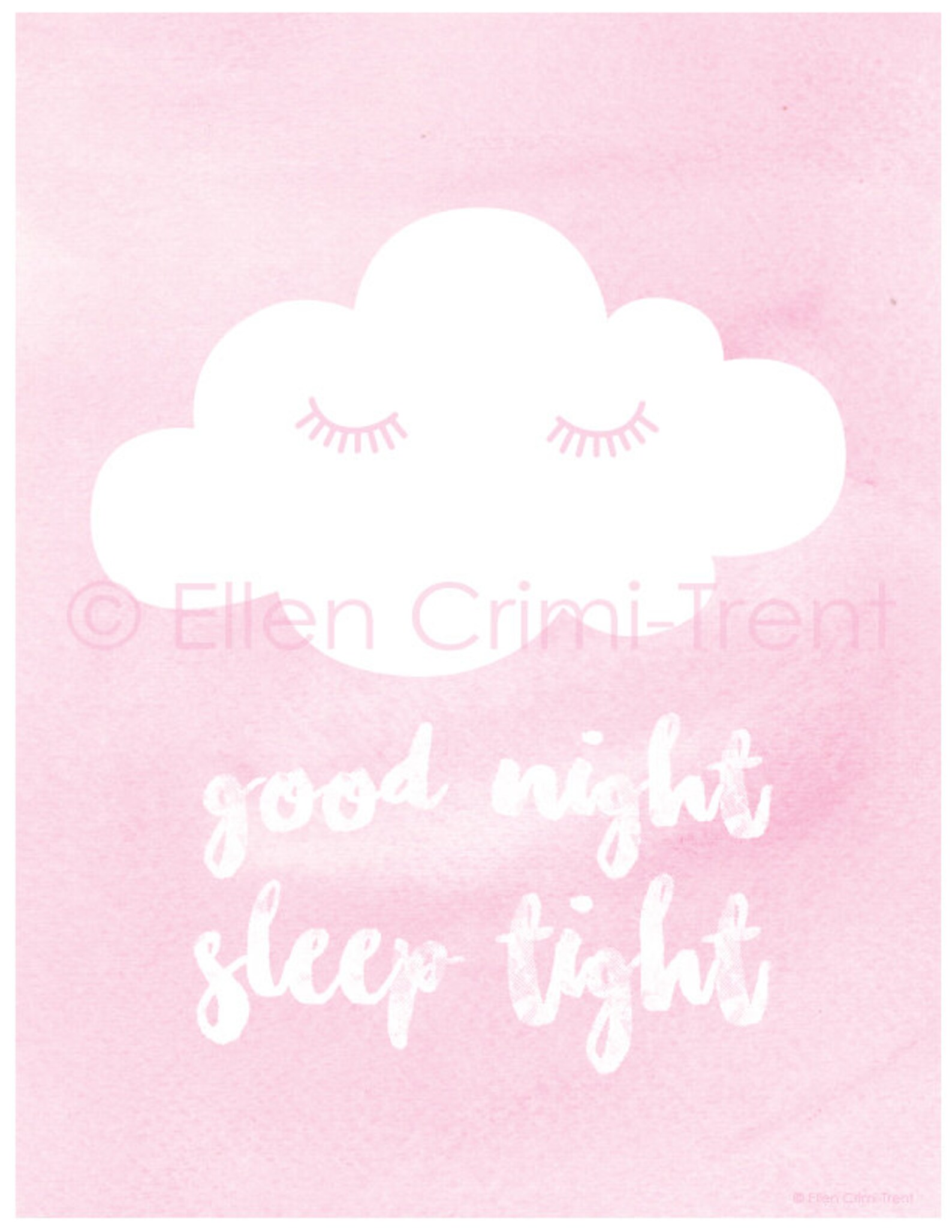 Pink Watercolor Wall Art/ Good Night Sleep Tight/baby Girls Nursery ...
