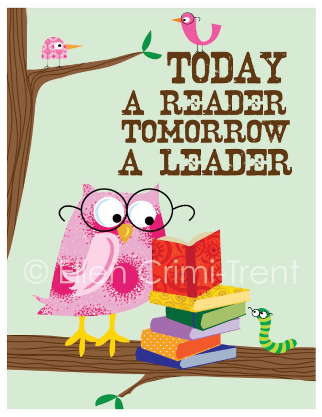 Kids Wall Art-today a Reader Tomorrow a Leader - Print for Girls - Etsy