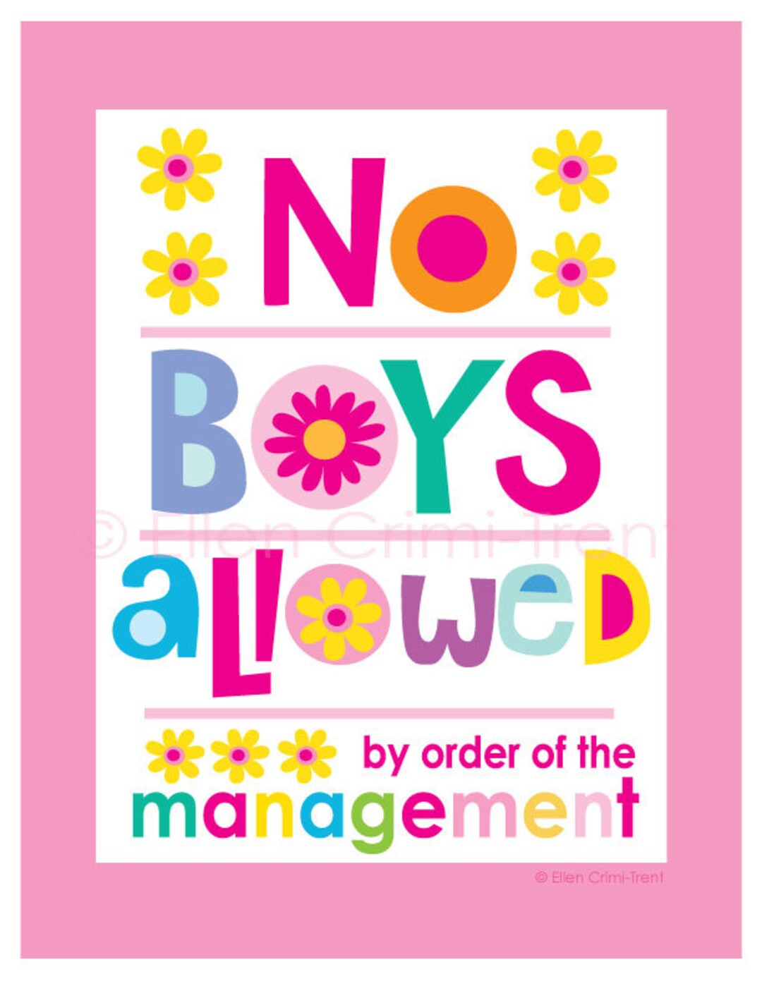 Kids Wall Art- No Boys Allowed- Girls Room Decor - Etsy