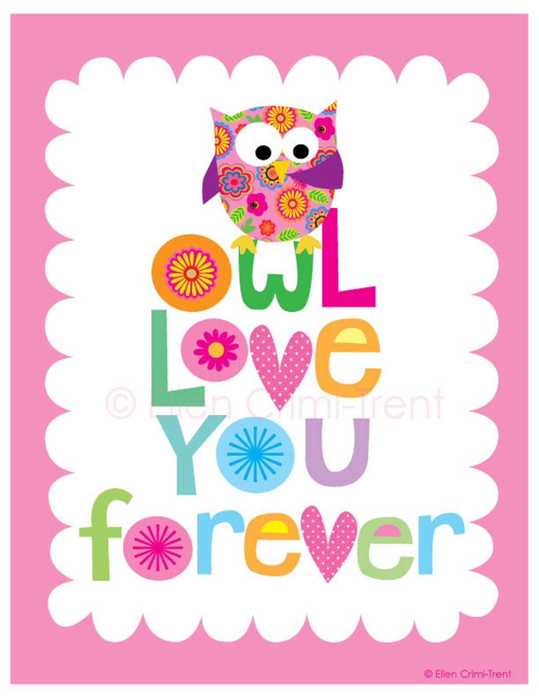 Kids Wall Art-owl Love You Forever-nursery Decor - Etsy