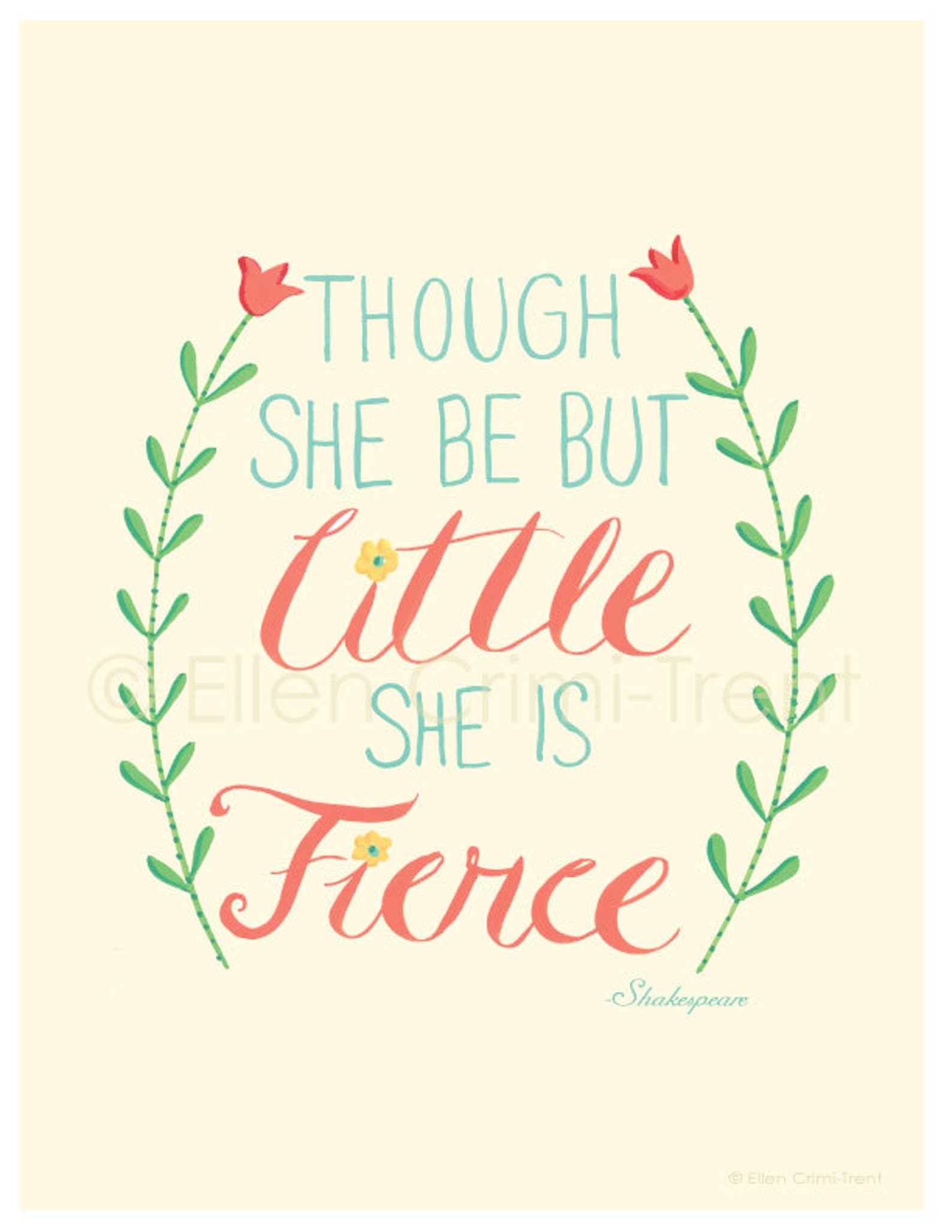 Kids Wall Art Though She Be Little Girls Nursery Print - Etsy