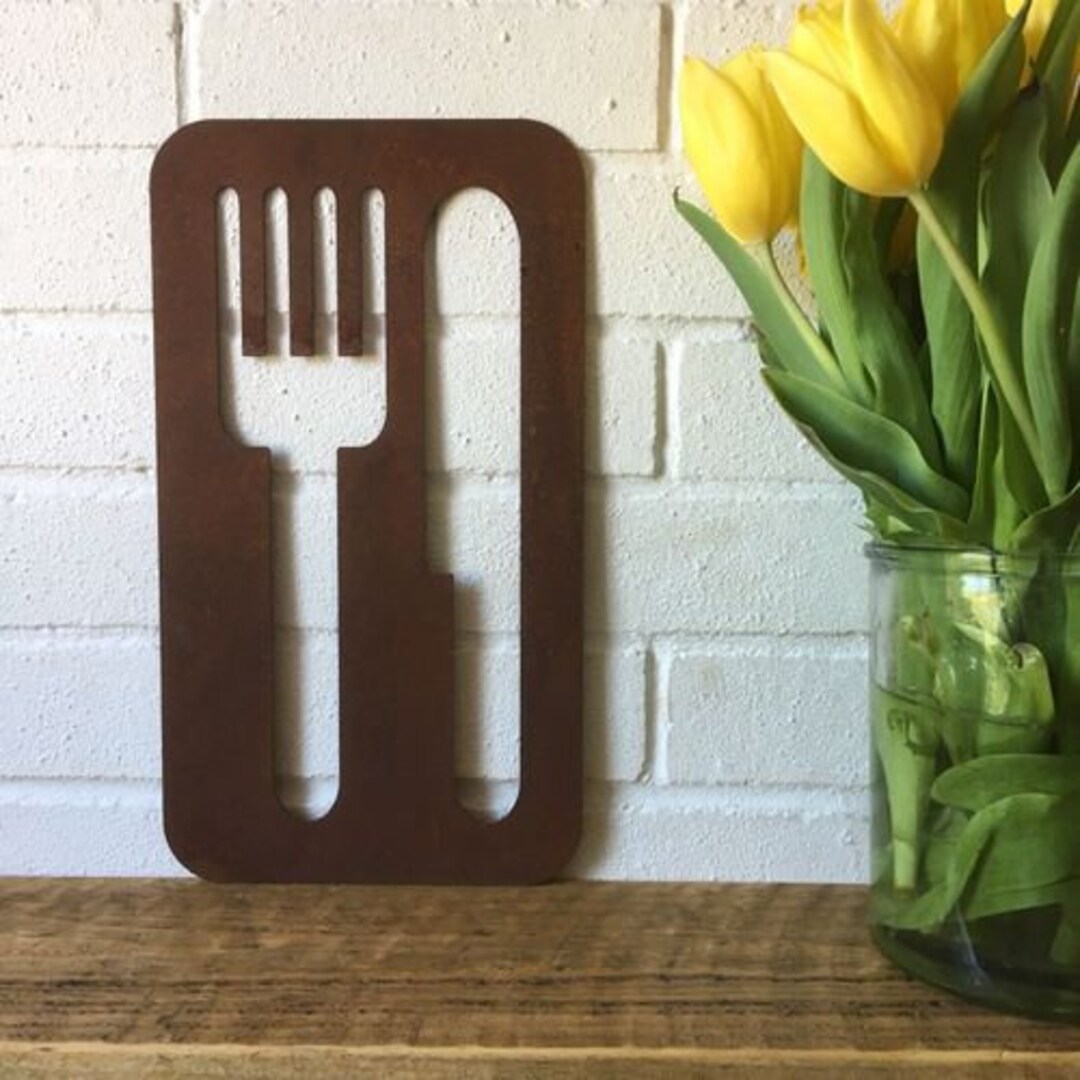 Rusted Knife & Fork Kitchen Sign Decoration - Etsy
