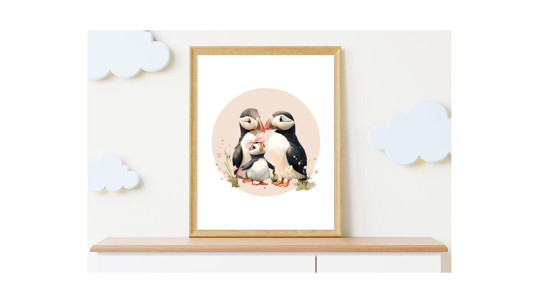 Puffin Bird Art Print / Puffin Nursery / Baby Girl Nursery / Animal ...