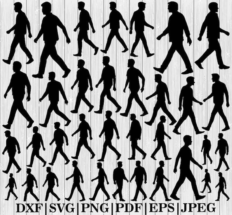 Man Walking Svg Bundle, Man Walking Png Bundle, Man Walking Clipart ...