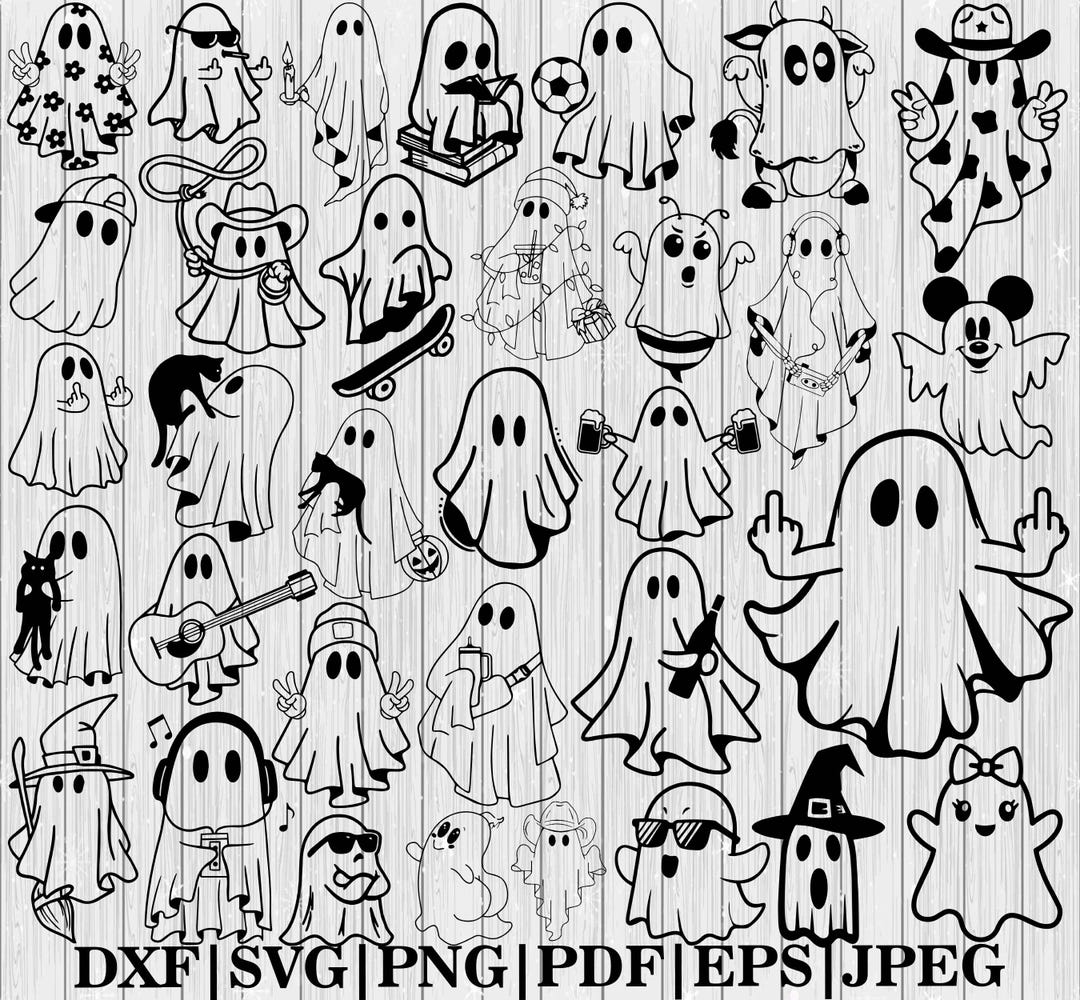 Cute Ghost Svg Bundle, Baby Ghost Svg, Cute Ghost Clipart, Ghost ...