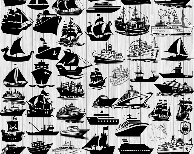 Boat SVG Bundle, Sail Boat Svg, Ship Svg, Speedboat Svg, Cruise Ship ...