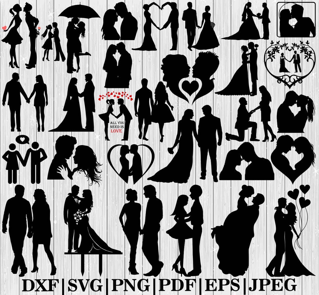 Couple Svg Bundle, Couple Clipart, Couple Silhouette, Lovers Svg Bundle ...