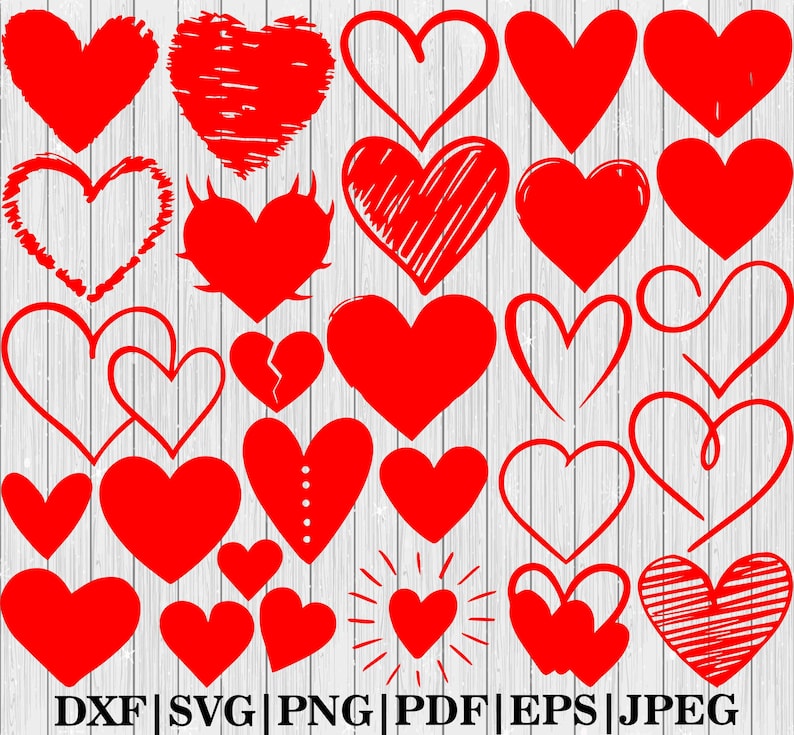 Red Hearts Vector Graphics Bundle, Valentine's Day Clip Art (SVG, PNG ...