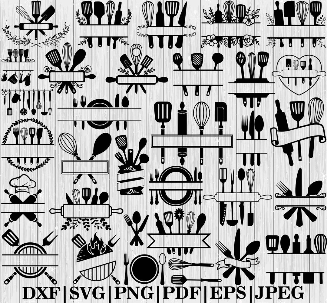 Kitchen Monogram Svg Bundle, Baking Monogram Svg, Cooking Monogram Svg ...