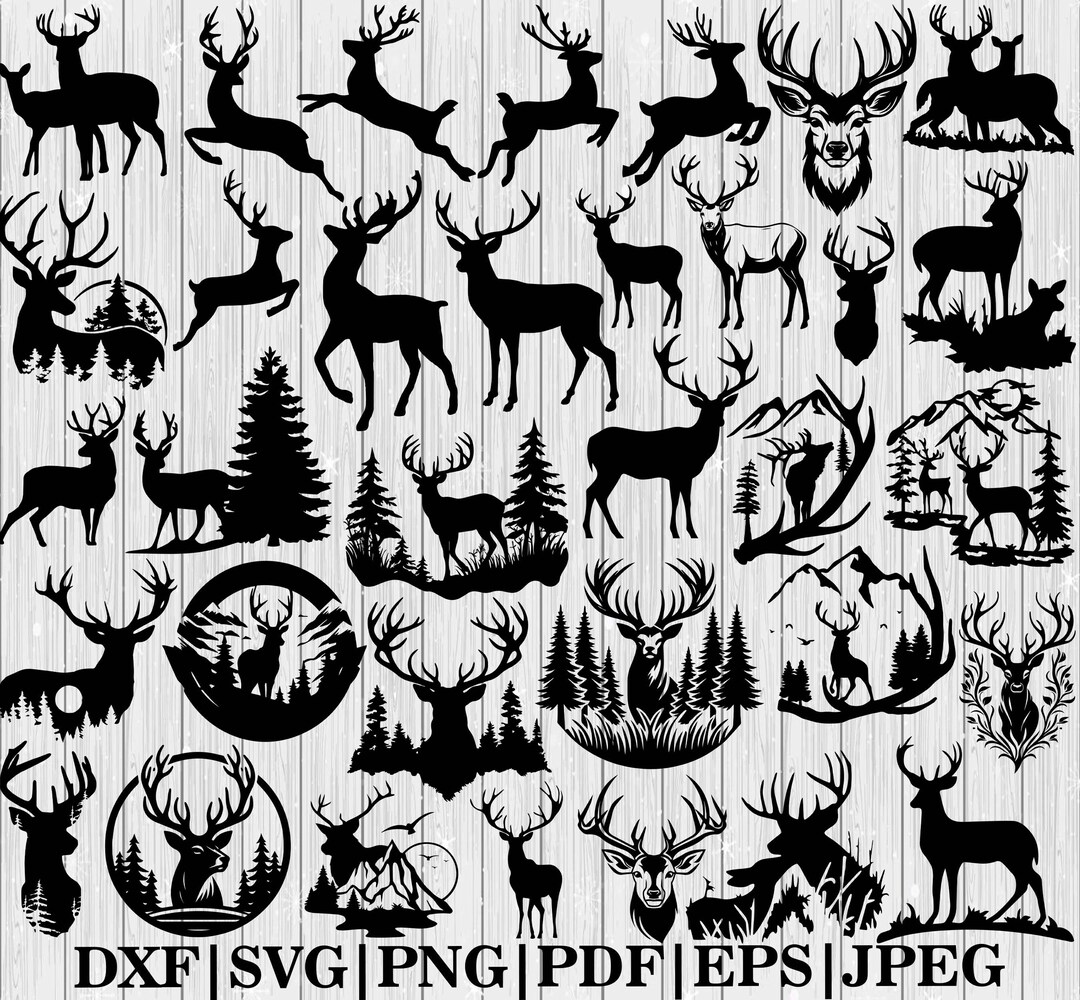 Deer Svg Bundle, Deer Clipart, Deer Svg Cut Files for Circut, Deer ...