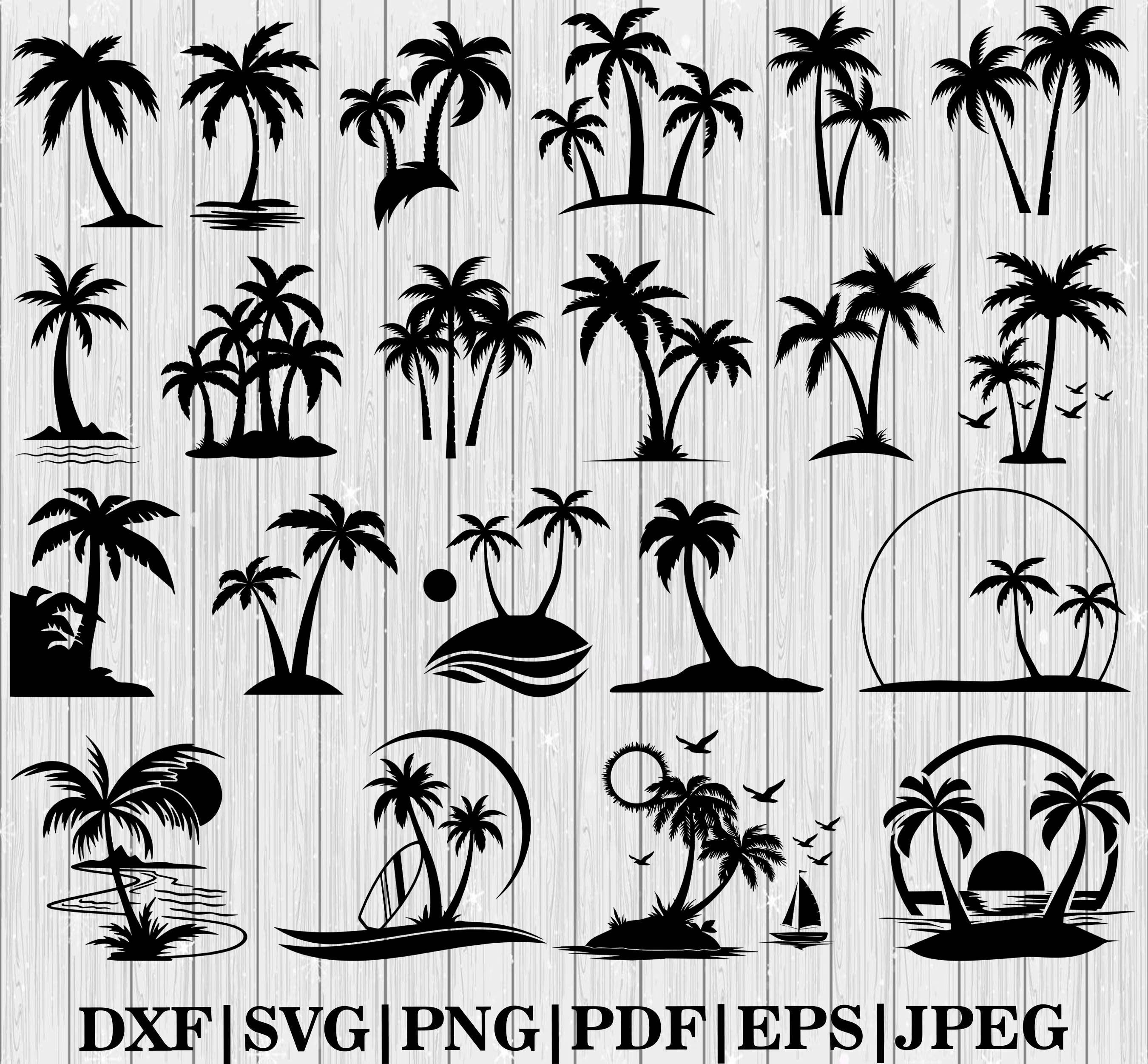 Palm Tree Svg Bundle, Palm Tree Clipart, Palm Tree Svg, Palm Tree Silhouette, Palm Tree Cut ...