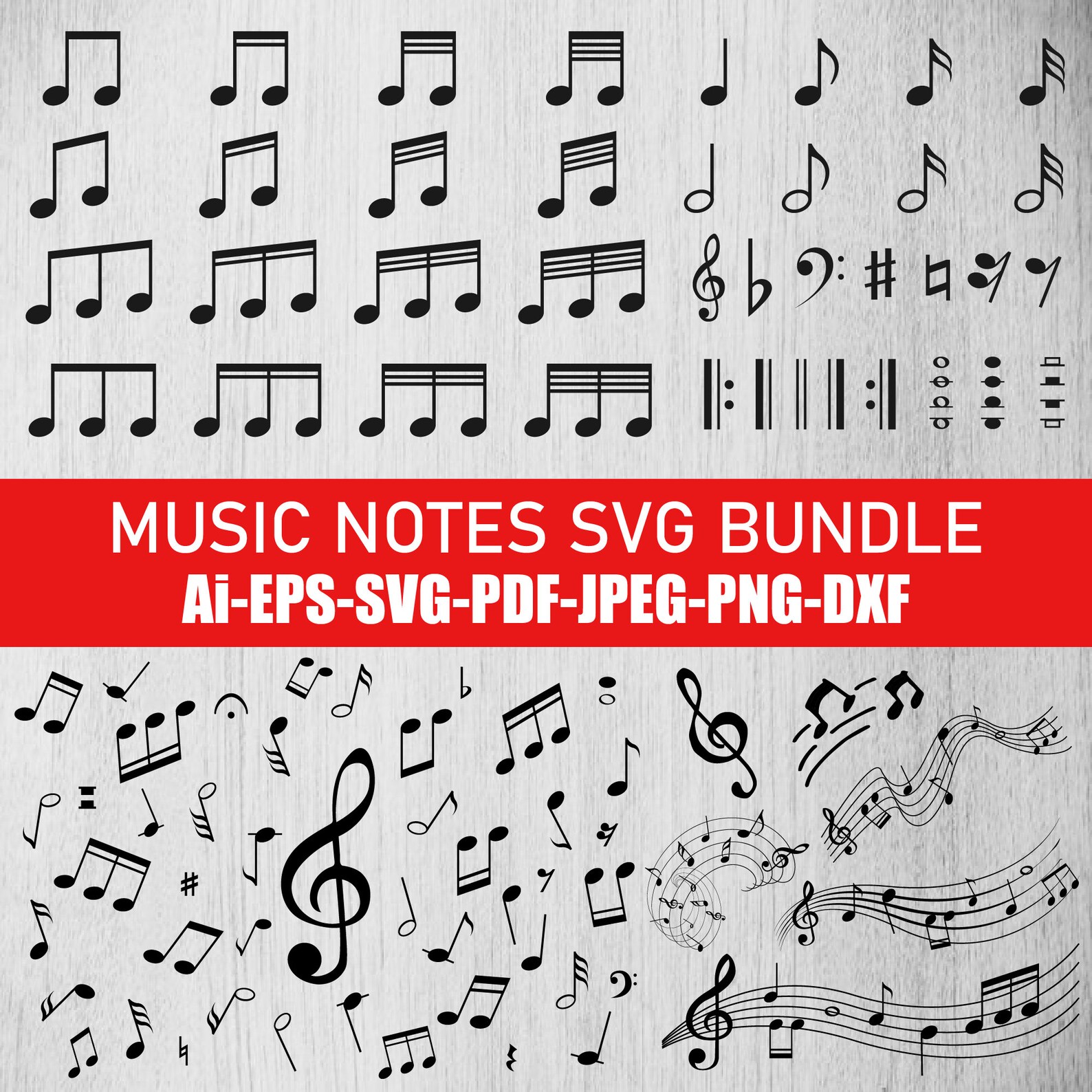 Music Notes Svg Bundle, Music Notes Clipart, Music Notes Svg, Music ...