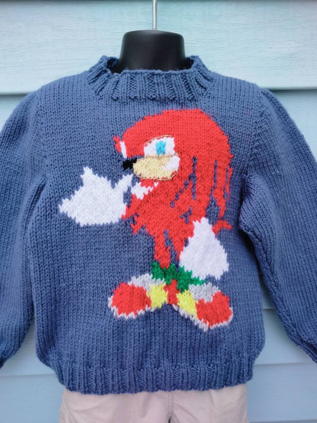 Hand Knit Sonic Sweater, Knuckles Sweater, Handknit Sonic Pullover ...