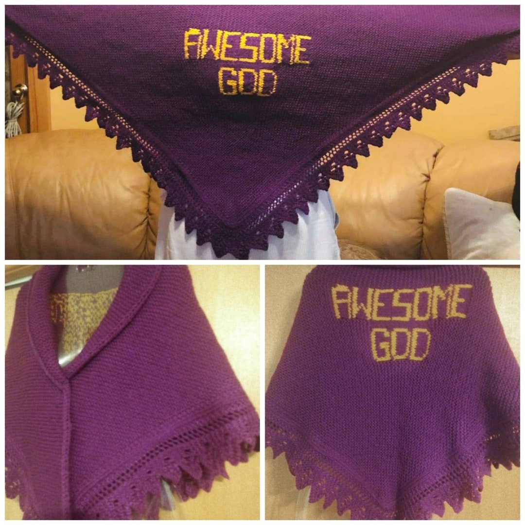 Handknit God Shawl, Awesome God Shawl, Scripture Shawl, Christian ...