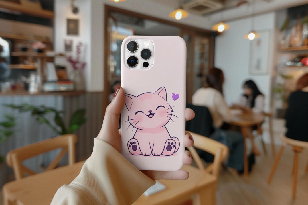 Tough Phone Cases - Pink Cat Design, Kawaii Cat Phone Case, Protective ...