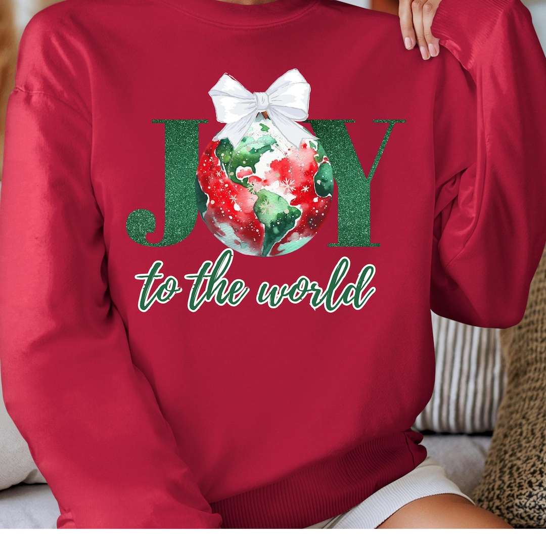 5 PNG Bundle - Joy to the World Red and Green Earth With Bow - Etsy