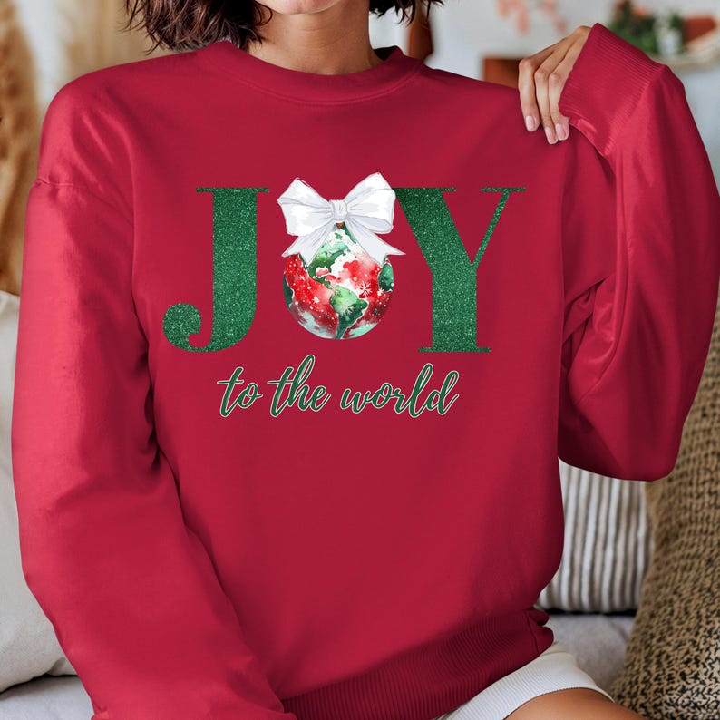 5 PNG Bundle - Joy to the World Red and Green Earth With Bow - Etsy