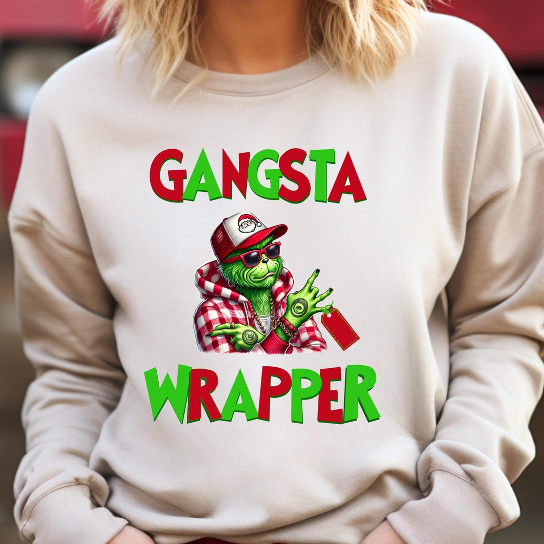 Gangsta Wrapper Grinch Red and Green PNG File - Etsy