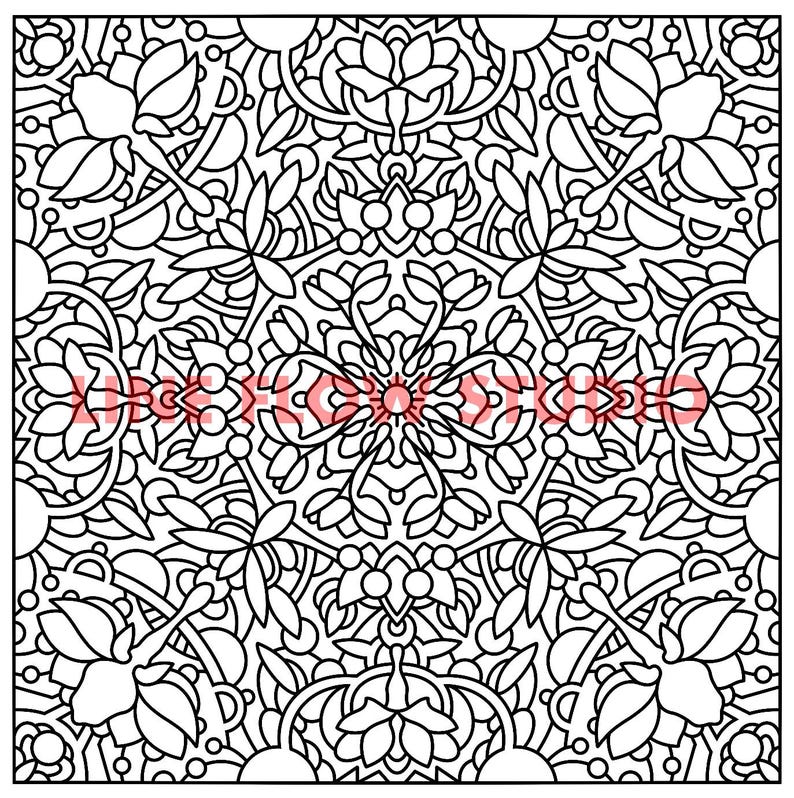 Floral Radial Coloring Page, Focus and Relax, Coloring Page for Adults ...